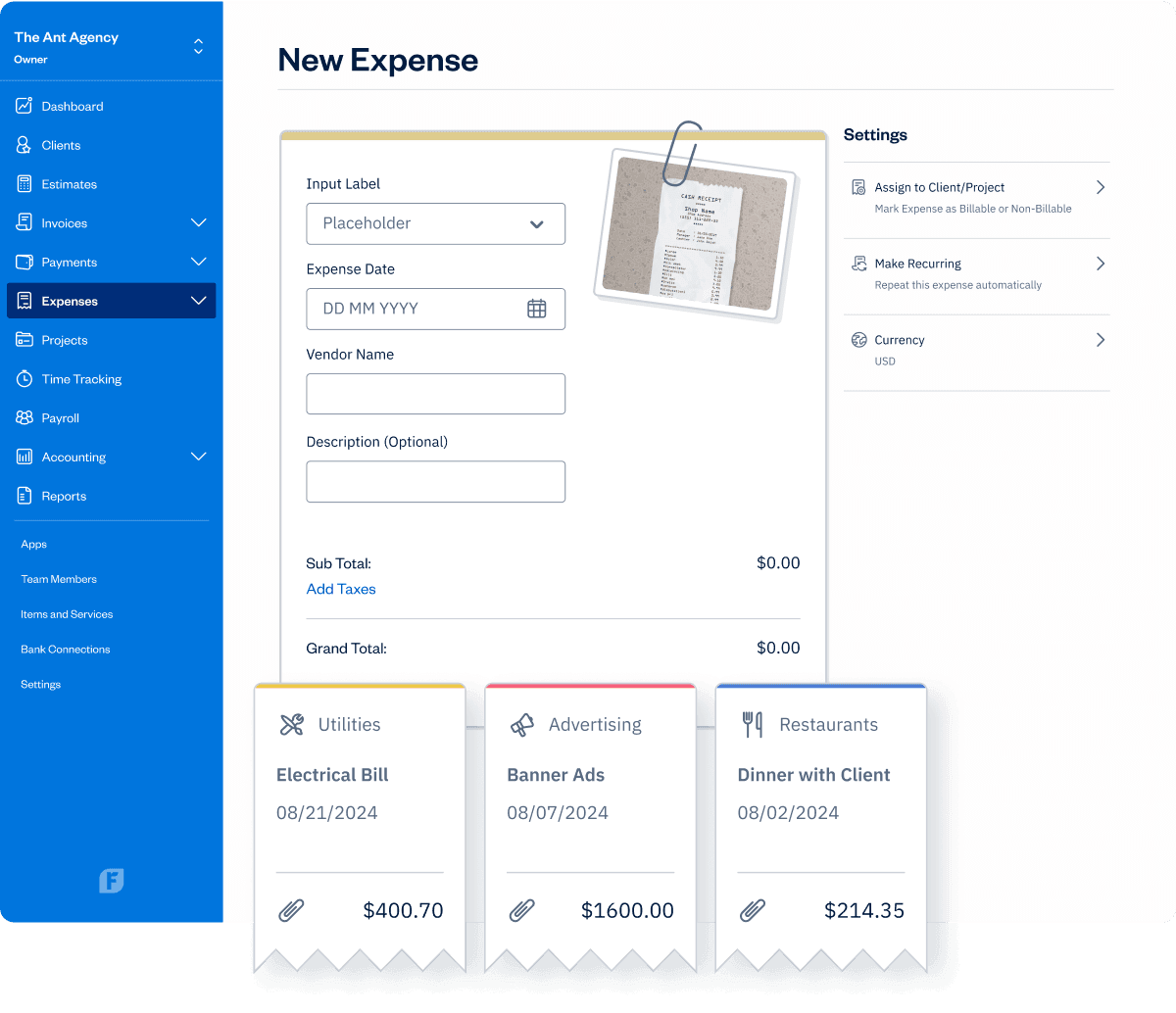 Best Receipt & Expense Tracking Software - FreshBooks