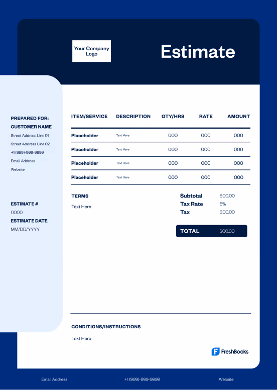 Free Excel Estimate Template | FreshBooks