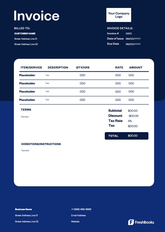 Work Invoice Template | Free 100+ Downloadable Templates | FreshBooks