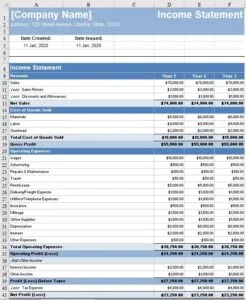 Income statement template - free download