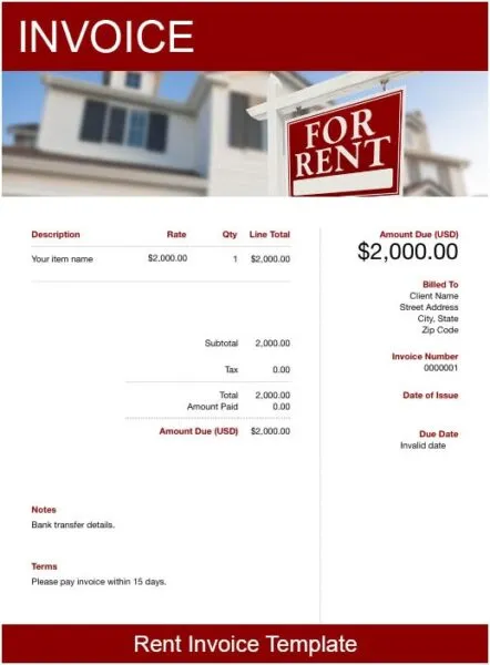 Rent Invoice Template | Free Custom Templates | FreshBooks