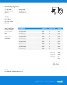 Free Trucking Invoice Template | 100% Customizable | FreshBooks