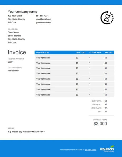 Hourly Invoice Template | Free Custom Templates | FreshBooks