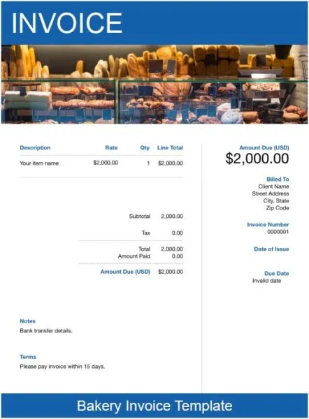 Free Bakery Invoice Template | Download Now | FreshBooks