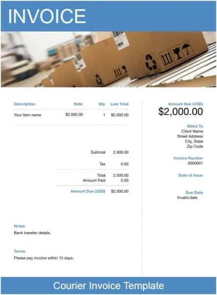 Free Courier Invoice Template | Download Now | FreshBooks
