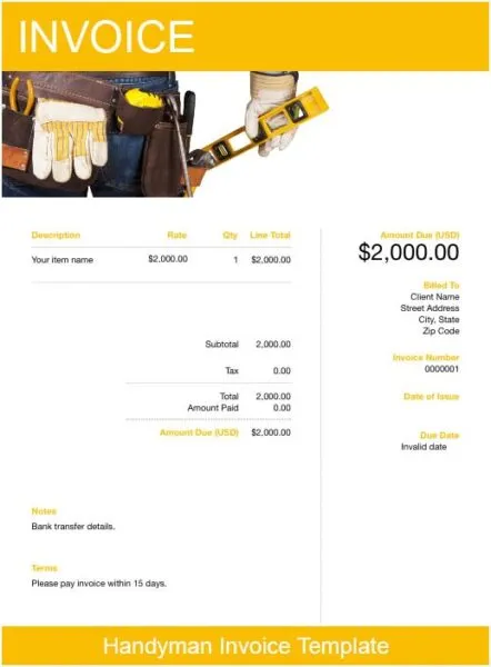 Handyman Invoice Template | Get Free Templates | FreshBooks