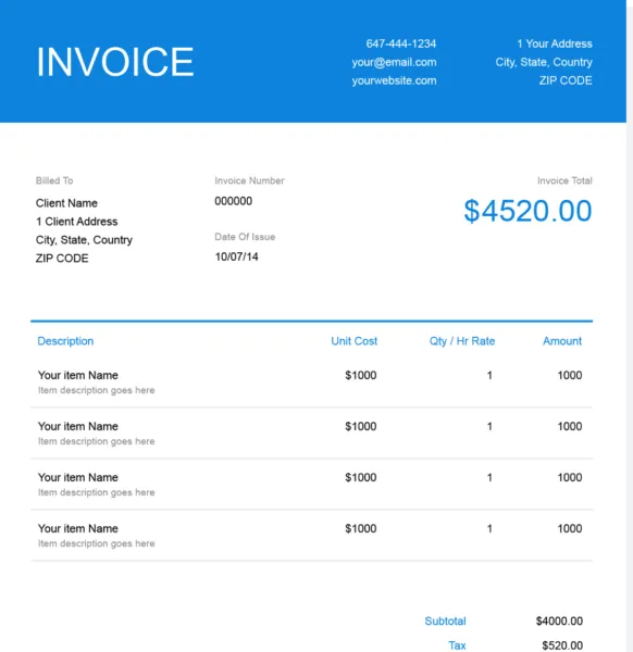 Professional Invoice Template | Free Custom Templates | FreshBooks