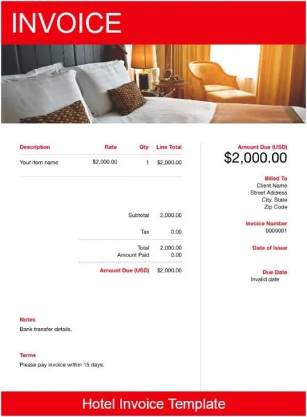 Hotel Invoice Template | Free Downloadable Templates | FreshBooks
