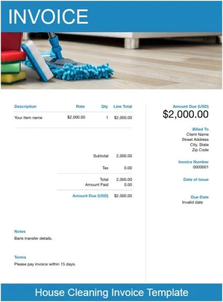House Cleaning Invoice Template | Get Free Templates | FreshBooks