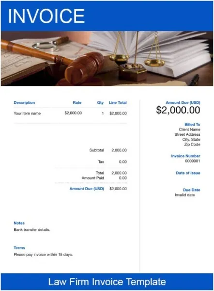 Law Firm Invoice Template | Get Free Templates | FreshBooks