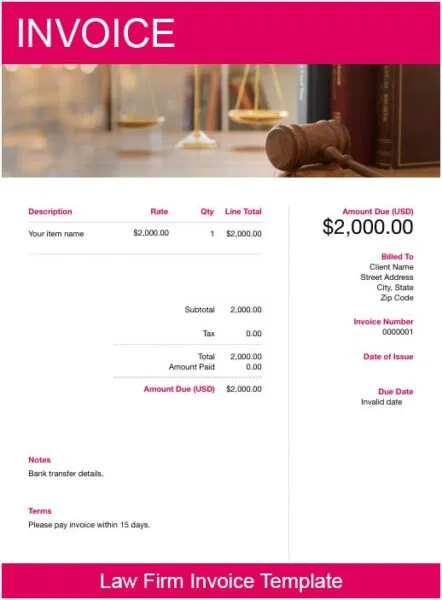 Law Firm Invoice Template | Get Free Templates | FreshBooks
