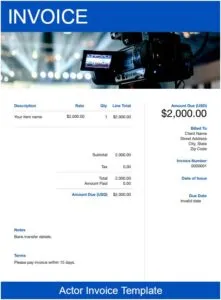 Free Actor Invoice Template | Download Now | FreshBooks