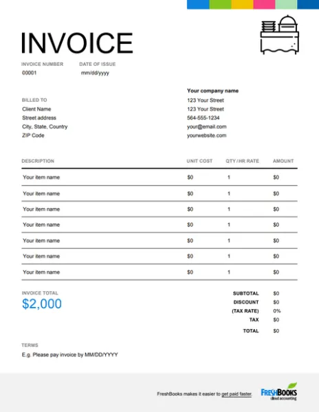 Free Catering Invoice Template | Download Now | FreshBooks