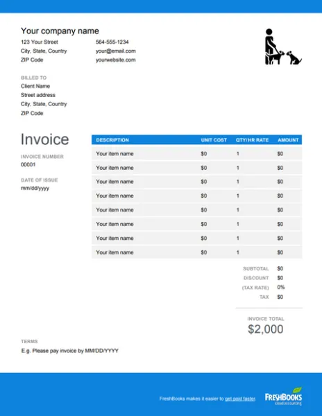 Free Dog Walking Invoice Template | Download Now | FreshBooks