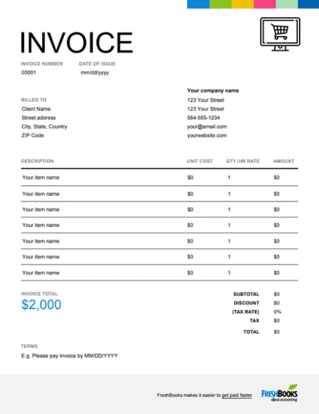 E-Commerce Invoice Templates | Free Download | FreshBooks