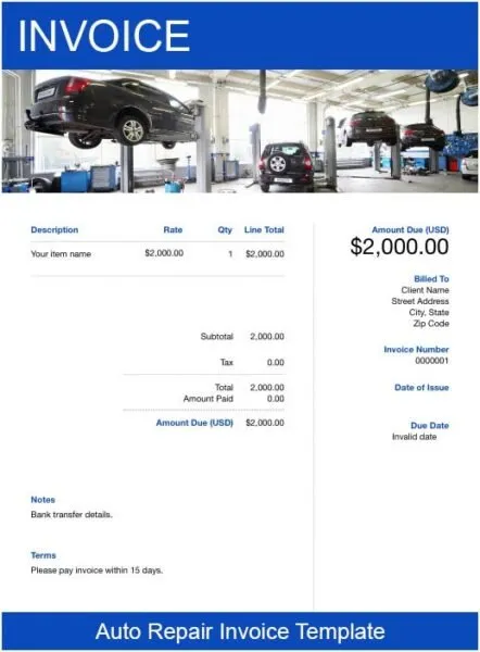Auto Repair Invoice Template | Get Free Templates | FreshBooks