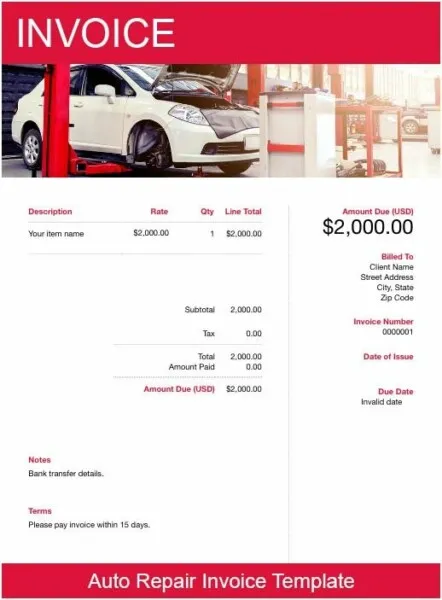 Auto Repair Invoice Template | Get Free Templates | FreshBooks