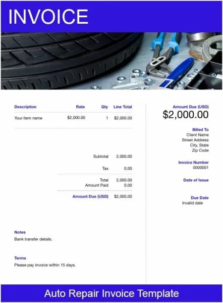 Auto Repair Invoice Template | Get Free Templates | FreshBooks