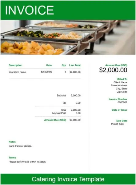 Free Catering Invoice Template | Download Now | FreshBooks