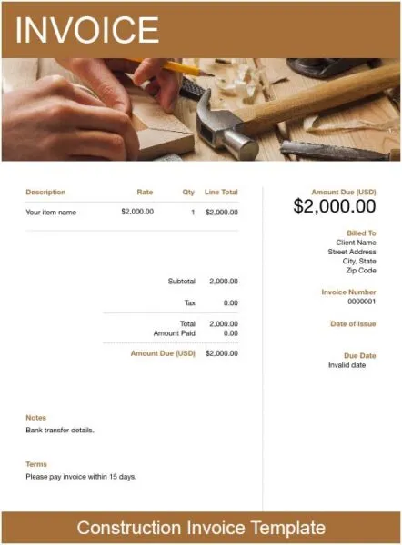 Construction Invoice Template | Free Download | FreshBooks