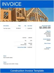 Construction Invoice Template | Free Download | FreshBooks