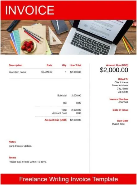 Freelance Writer Invoice Template | Free Downloadable Templates ...