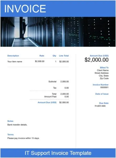 IT Support Invoice Template | Get Free Templates | FreshBooks