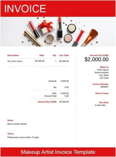 Makeup Artist Invoice Template | Free Custom Templates | FreshBooks