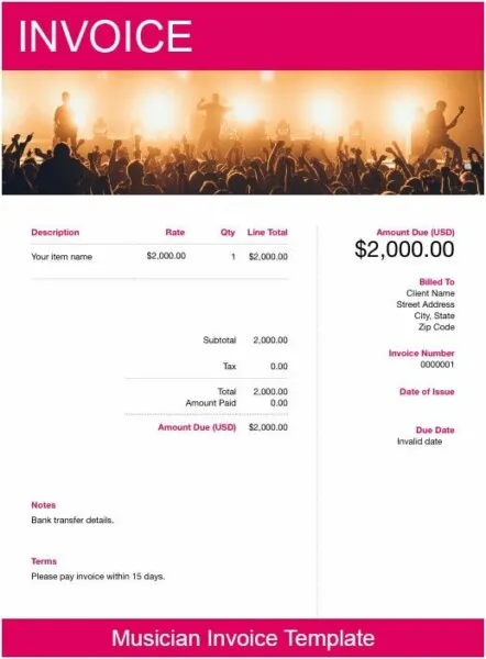 Free Musician Invoice Template | Download Now | FreshBooks