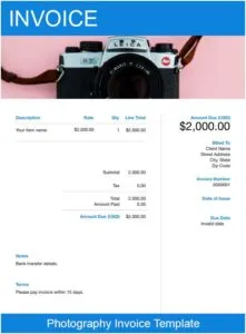 Photography Invoice Template | Get Free Templates | FreshBooks
