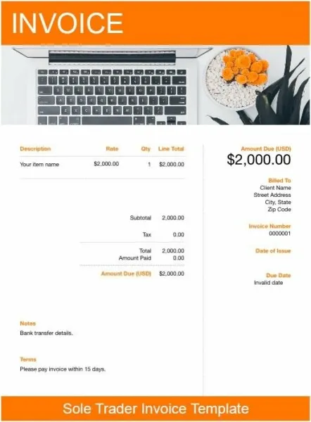 Free Sole Trader Invoice Template | 100% Customizable | FreshBooks