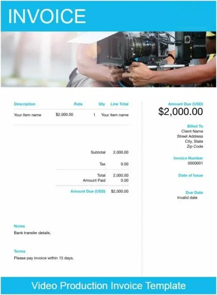 Video Production Invoice Template | Free Downloadable Templates ...