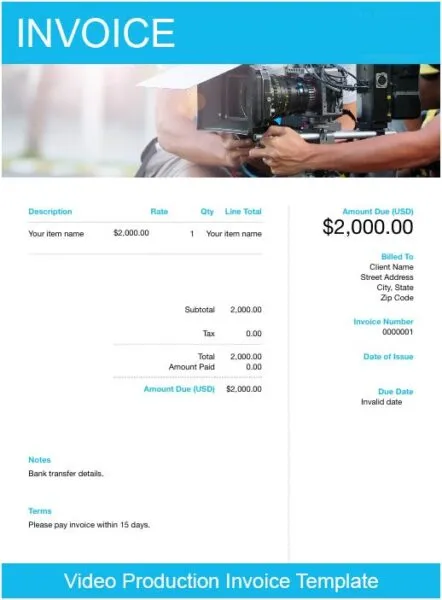 Video Production Invoice Template | Free Downloadable Templates ...