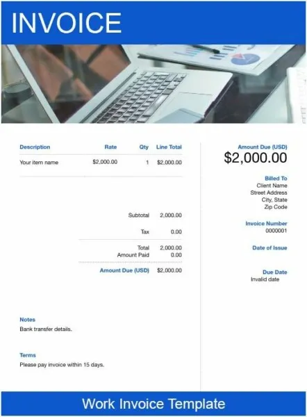 Work Invoice Template | Free 100+ Downloadable Templates | FreshBooks