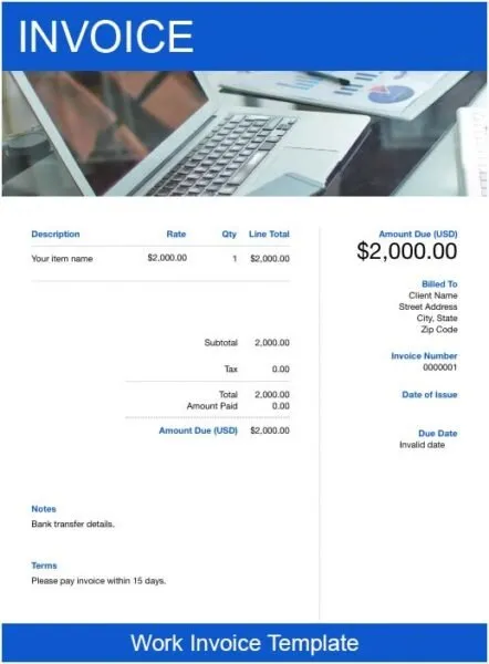 Work Invoice Template | Free 100+ Downloadable Templates | FreshBooks