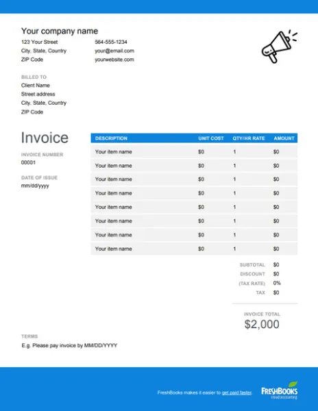 Marketing Invoice Template | Get Free Templates | FreshBooks