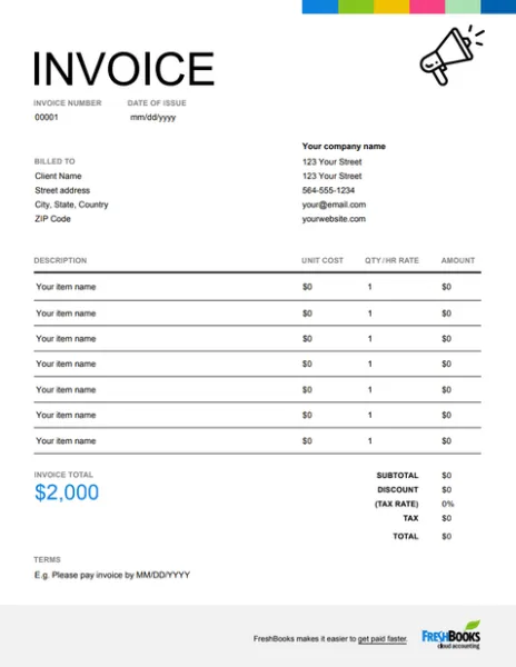 Marketing Invoice Template | Get Free Templates | FreshBooks