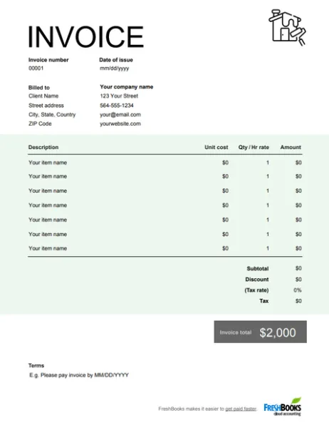 Painting Invoice Template | Get Free Templates | FreshBooks