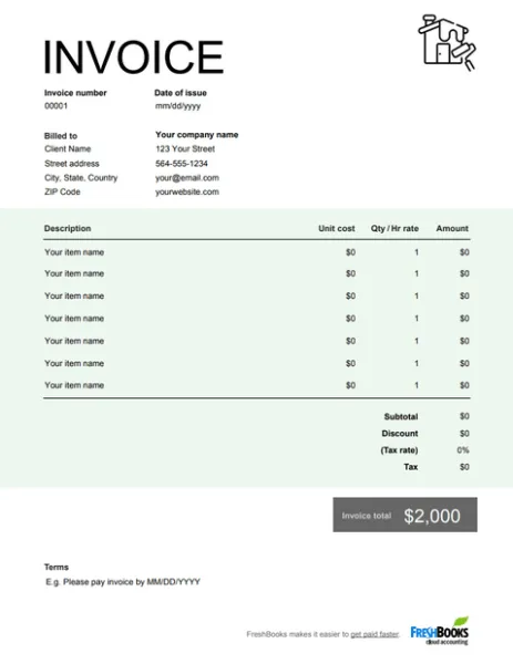 Painting Invoice Template | Get Free Templates | FreshBooks