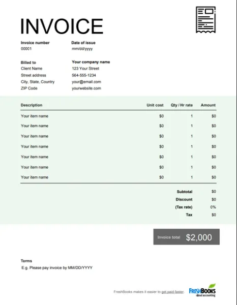 Printable Invoice Templates | Free Downloadable Templates | FreshBooks