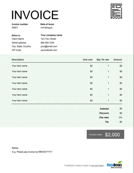 Printable Invoice Templates | Free Downloadable Templates | FreshBooks