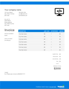 Web Development Invoice Template | Get 100+ Free Templates | FreshBooks