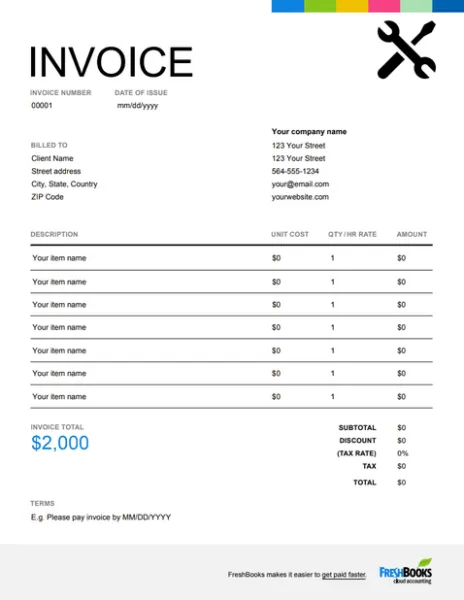Work Invoice Template | Free 100+ Downloadable Templates | FreshBooks