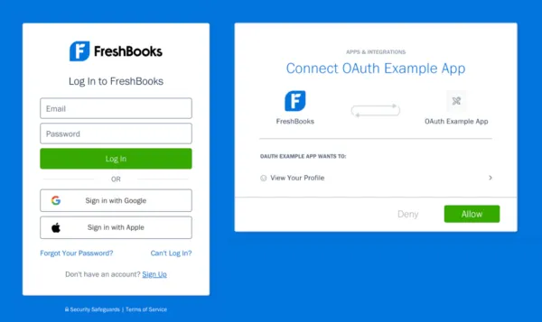 Social Login - FreshBooks- API