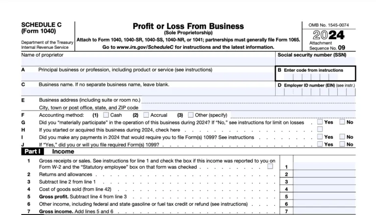 Schedule C: Tax Form for Self-Employed Individuals